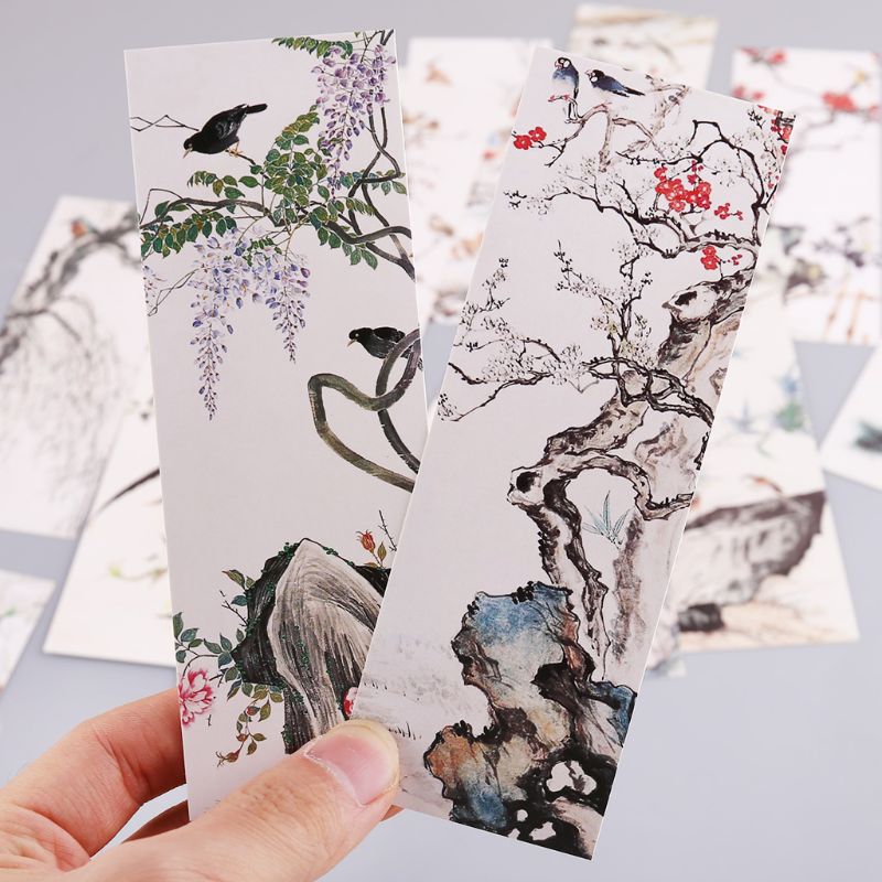 30pcs Flowers Birds Bookmarks Paper Page Notes Lab... – Grandado