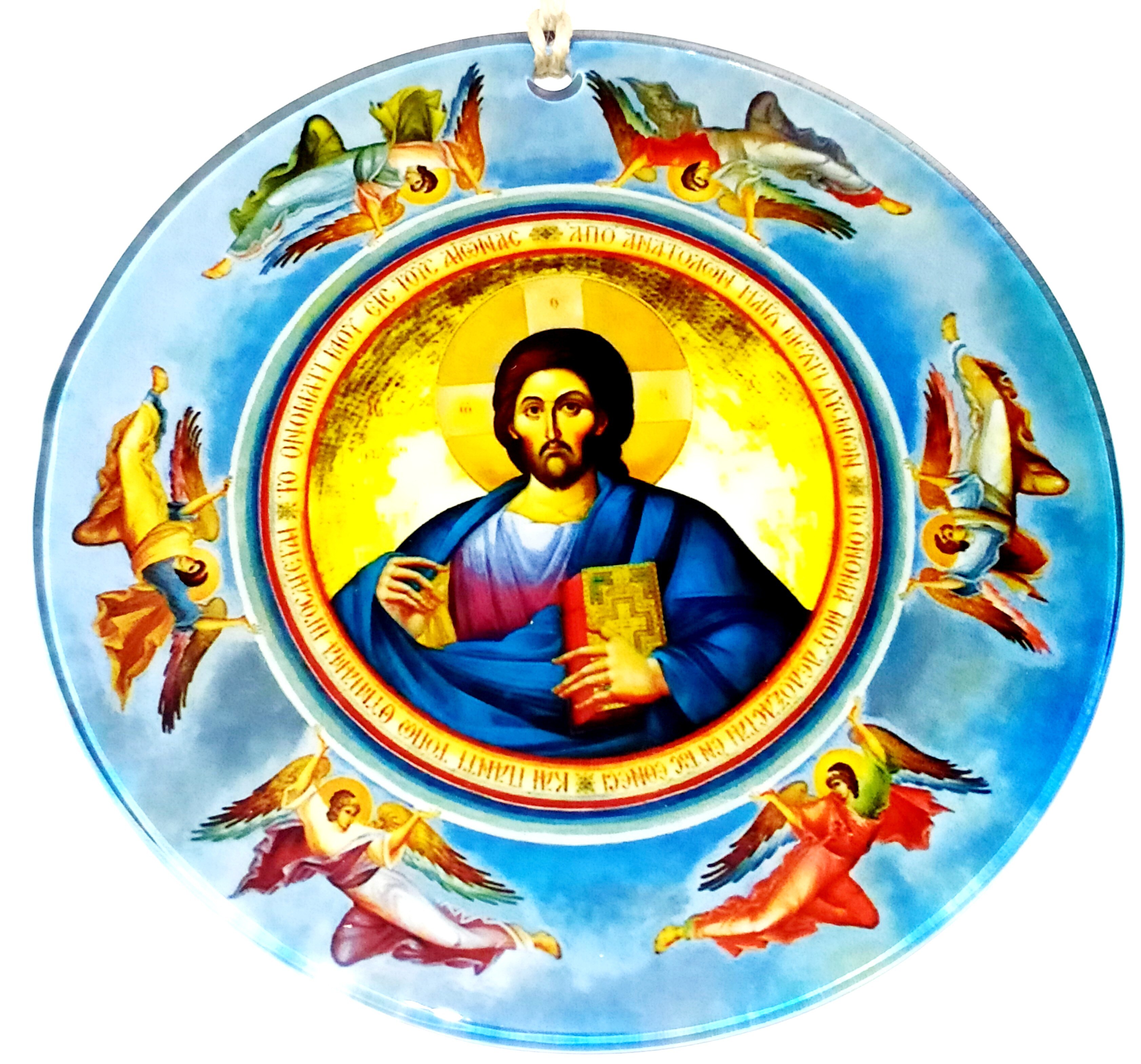 Handmade Fusion Glass Wall Decoration with Jesus C... – Vicedeal