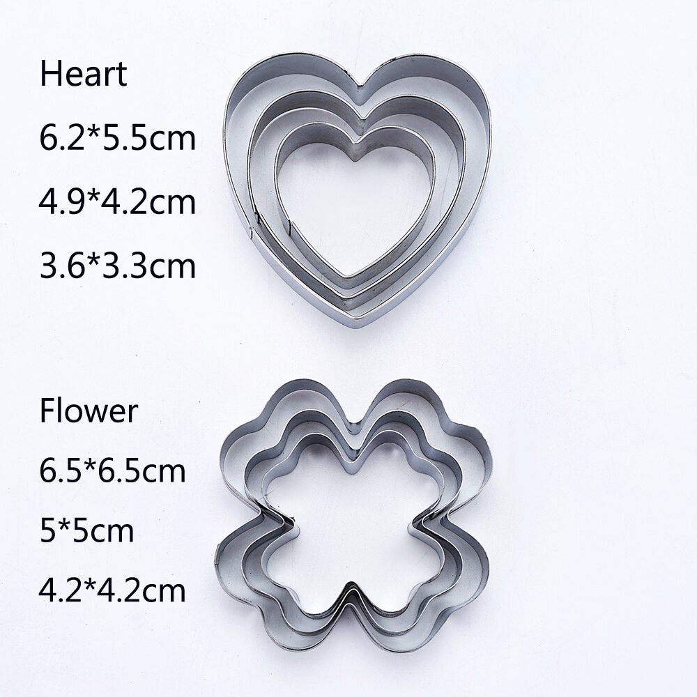 6 stks/set rvs Cookie Cutter 3pcs Vier klavertje 3... – Grandado