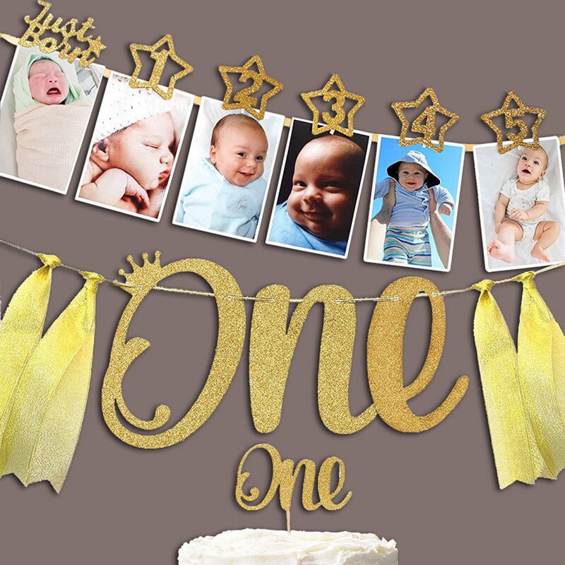 1set 1-12 Month Baby Photo Banner With Clip Baby S... – Grandado