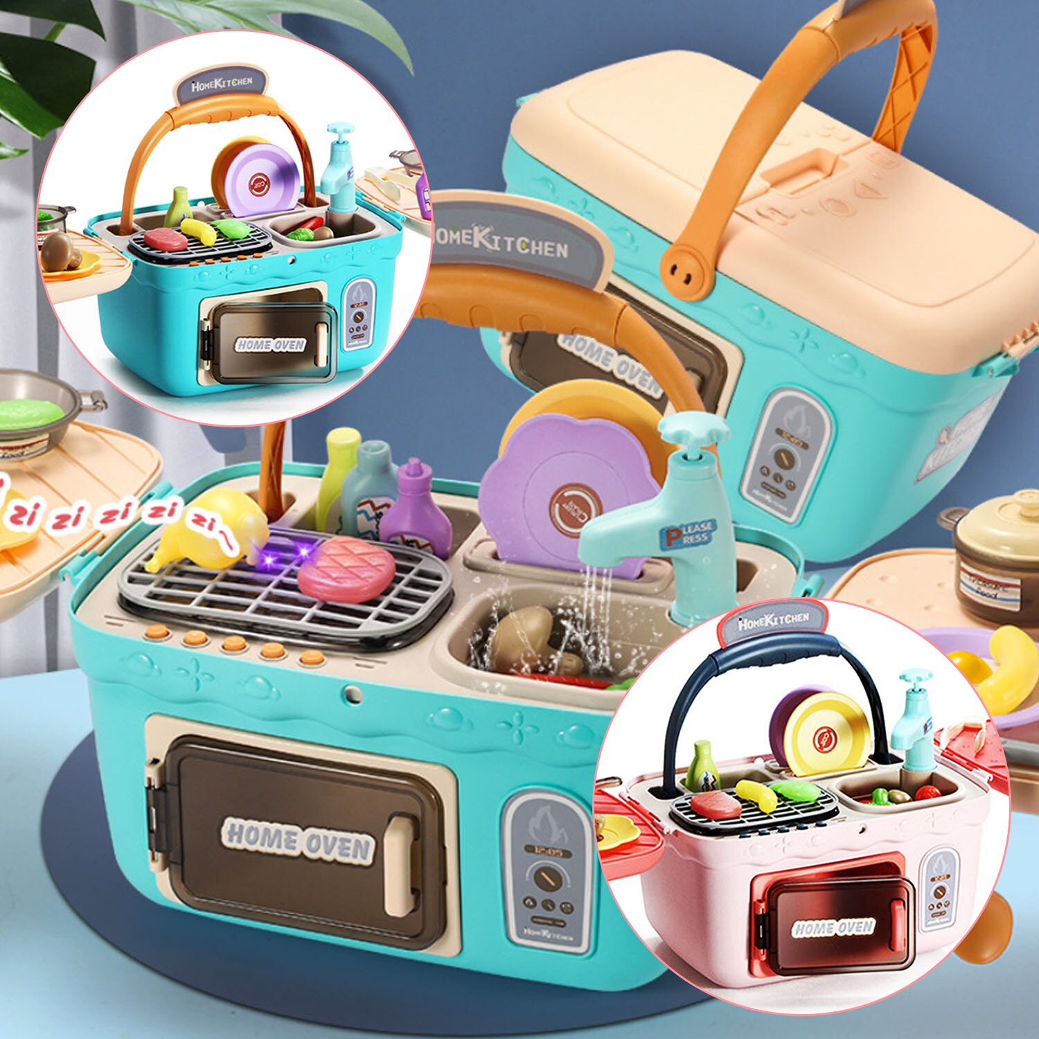 Kids Kitchen Cooking Playset Picnic Basket Toy wit... – Vicedeal