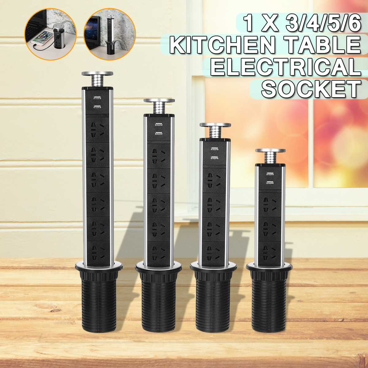 US Plug 3/4/5/6 power Keuken Tafel Stopcontact Des... – Grandado