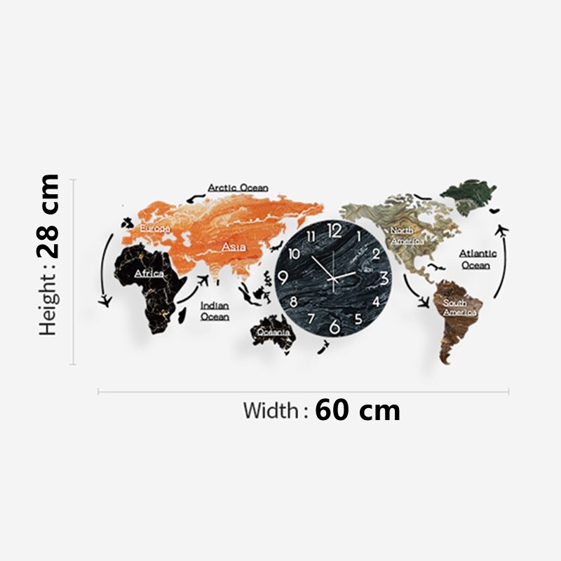 Punch-free Large World Map DIY Stickers Wall Clock... – Vicedeal