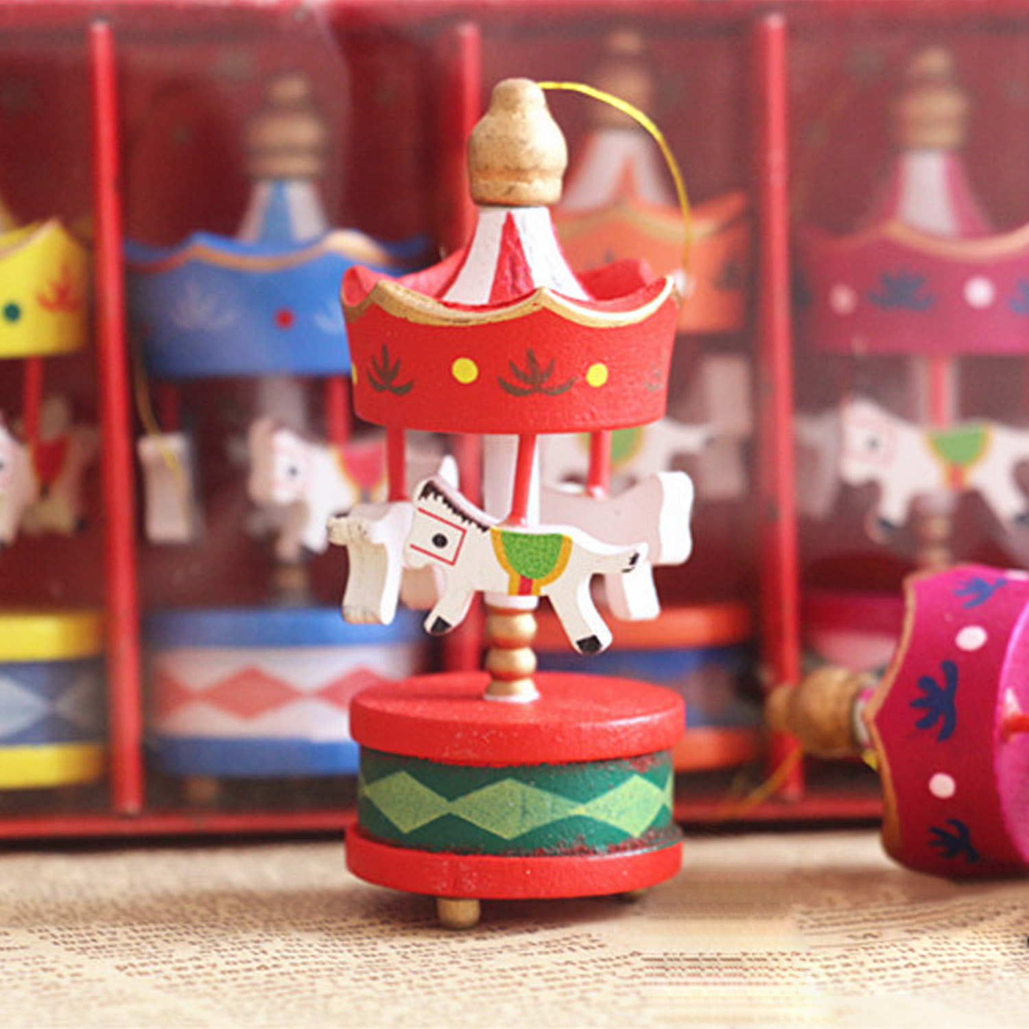 6PCS Christmas Xmas Wooden Rocking Carousel Horses... – Grandado