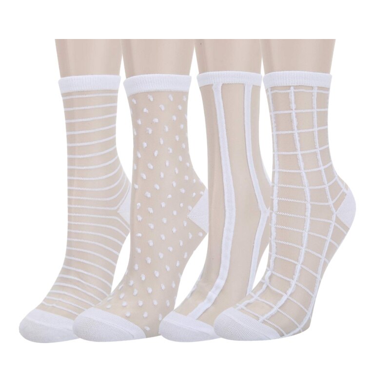 Rmsweetyil 4Pairs Sheer Sokken Vrouwen Kant Visnet... – Grandado