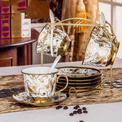 4 st/set lyx porslin ben vintage guld kaffekopp up... – Grandado