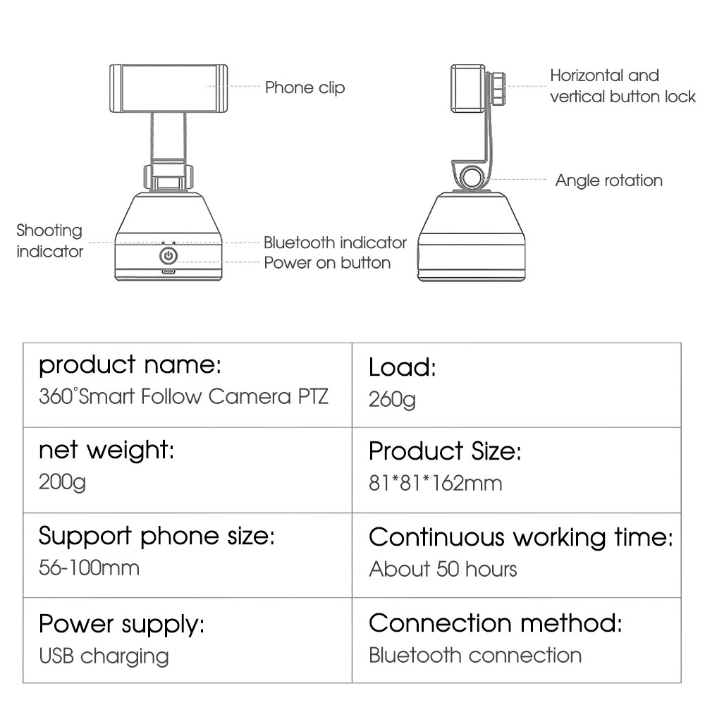 Smart AI Gimbal Rechargeable Gimbal Portable 360 D... – Vicedeal