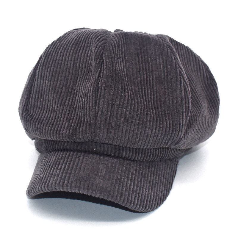 Corduroy Solid Color Octagonal Hats Female Autumn ... – Grandado
