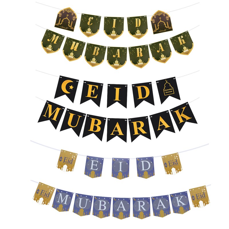EID Mubarak Banner Star Moon Letter Paper Bunting ... – Vicedeal