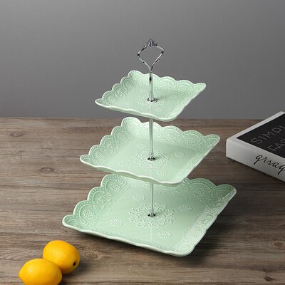 3pcs set, color embossed porcelain cake stand, eta... – Vicedeal
