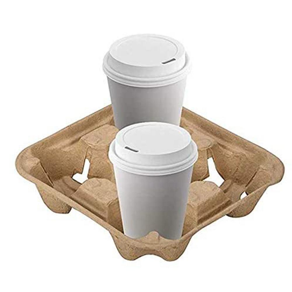 50pcs Disposable Pulp Cup Holder 2/4 Cup Drink Car... – Grandado