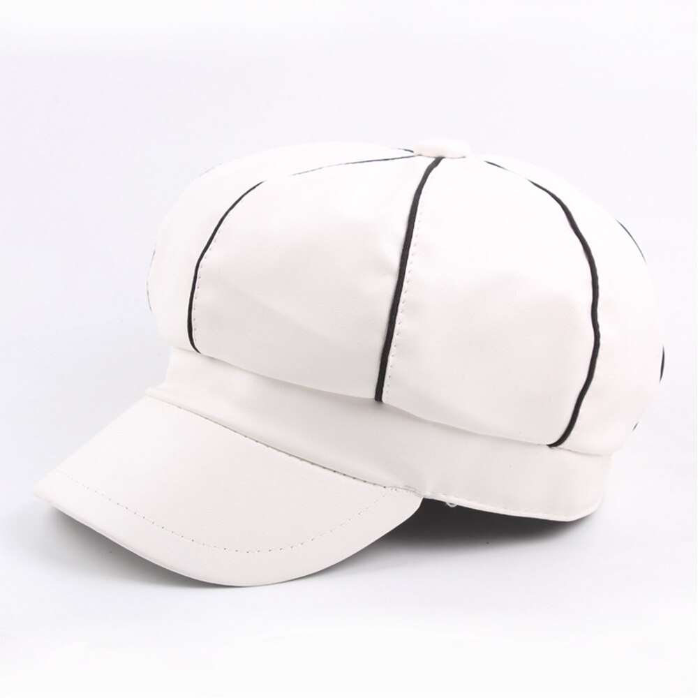 FS Black And White PU Leather Painters Hats Autumn... – Grandado