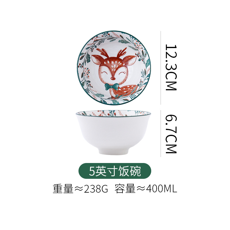 Cartoon Ceramic Kids Plate Set Dinning Food Deer R... – Grandado