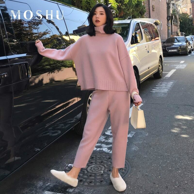 2 Pieces Set Women Knitted Suit Winter Autumn Trac... – Grandado