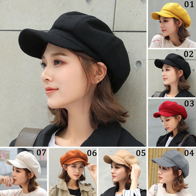Woolen Octagonal Cap Hats Female 7 Colors Autumn W... – Grandado