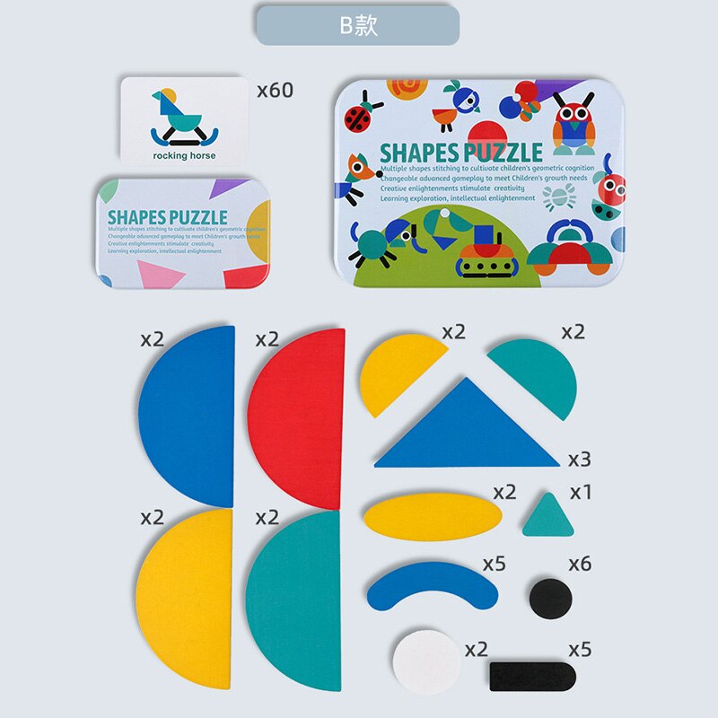 Shape Puzzles Wooden Toys For Kids Matching Card I... – Vicedeal