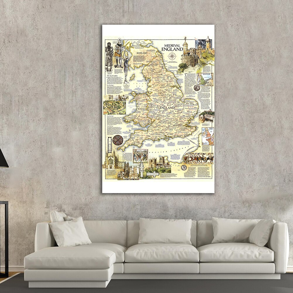 100x150cm Non-woven Spray Painting Map of Medieval... – Vicedeal