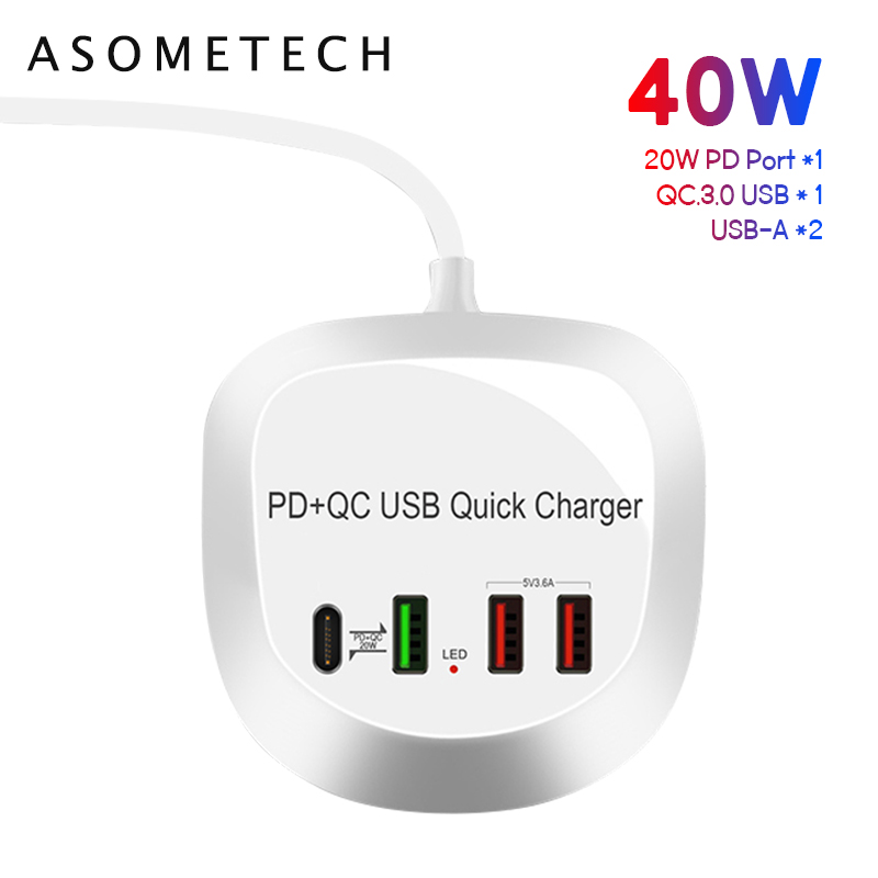 4 Ports USB Charger Hub 20W PD QC3.0 Quick Charge ... – Vicedeal