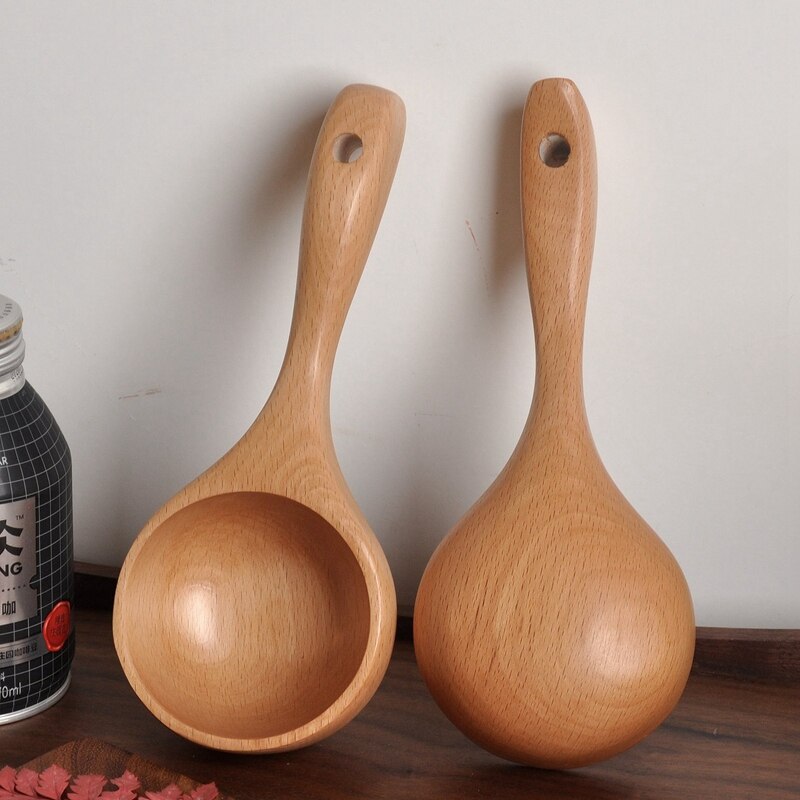 Colher de colher de água de madeira maciça colher ... – Grandado