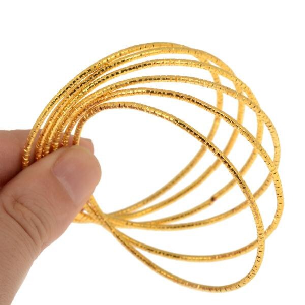 6Pcs Alloy Children Golden Bangles Set Bracelets &... – Grandado