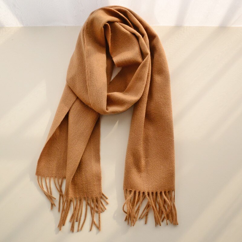 Camel wool scarf women narrow small cashmere scarv... – Vicedeal