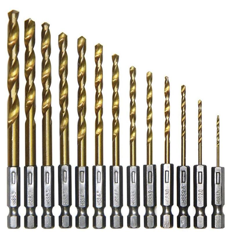 Titanium Coated HSS Drill Set Hex Shank Twist Dril... – Grandado