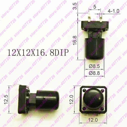10PCS Tact switch 12X12mm H=16.8MM With Plastic Ca... – Grandado