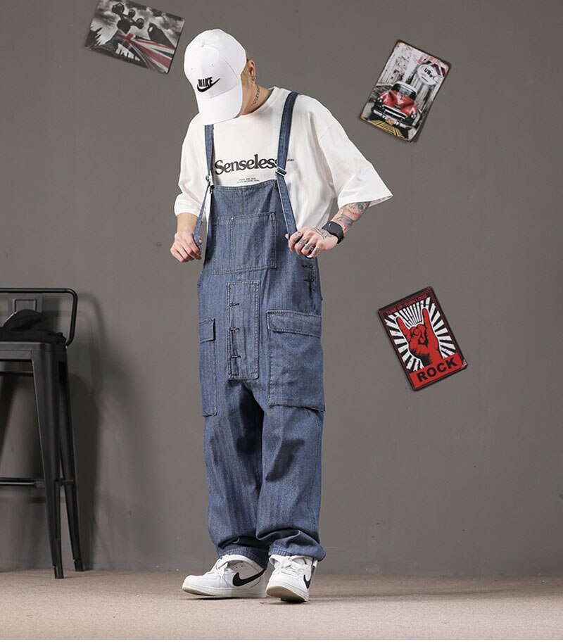 Spring Retro Overalls Men Bib Jumpsuits Trend Big ... – Grandado