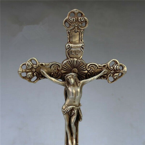 Chinese Archaize Pure White Copper Jesus Cross Cra... – Grandado