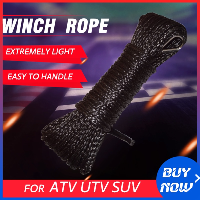Black 1/4"*50ft Synthetic Winch Rope, ATV Winch Li... – Grandado