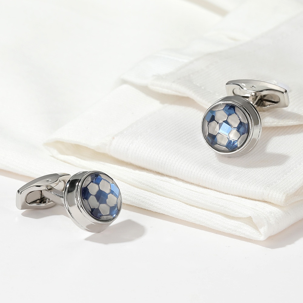 Mens Cufflinks Round Silver-color Personality Foot... – Grandado