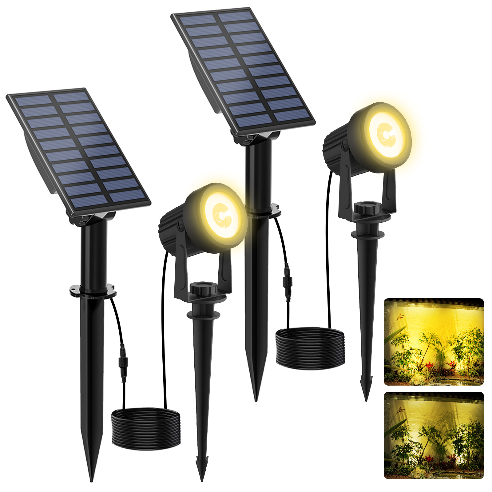 2 st superljusa solcellsspotlights, solcells-led-l... – Vicedeal