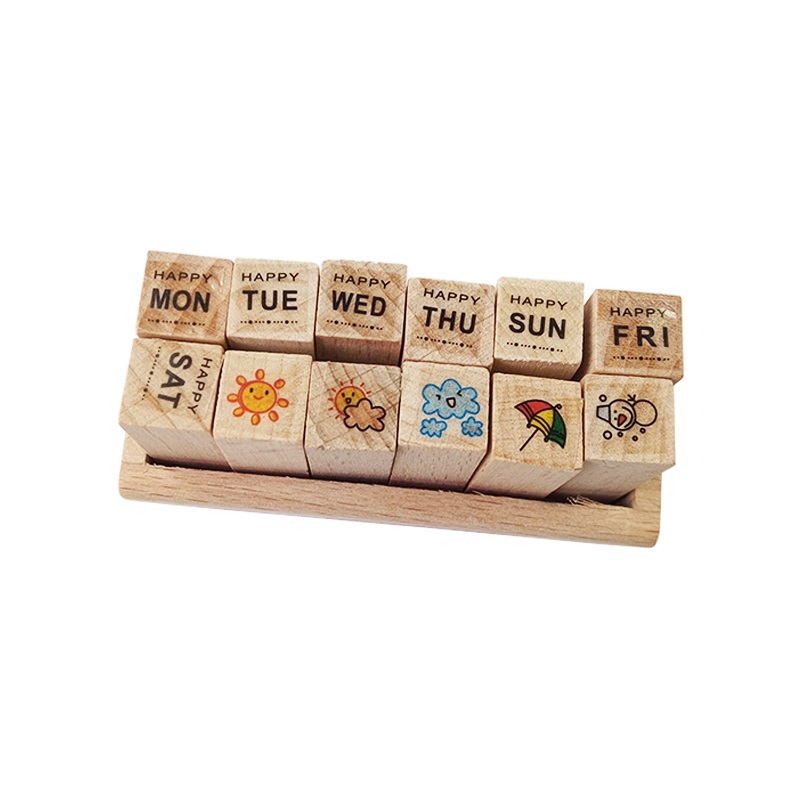 12 st / uppsättning söta tecknade mönster trä stäm... – Grandado