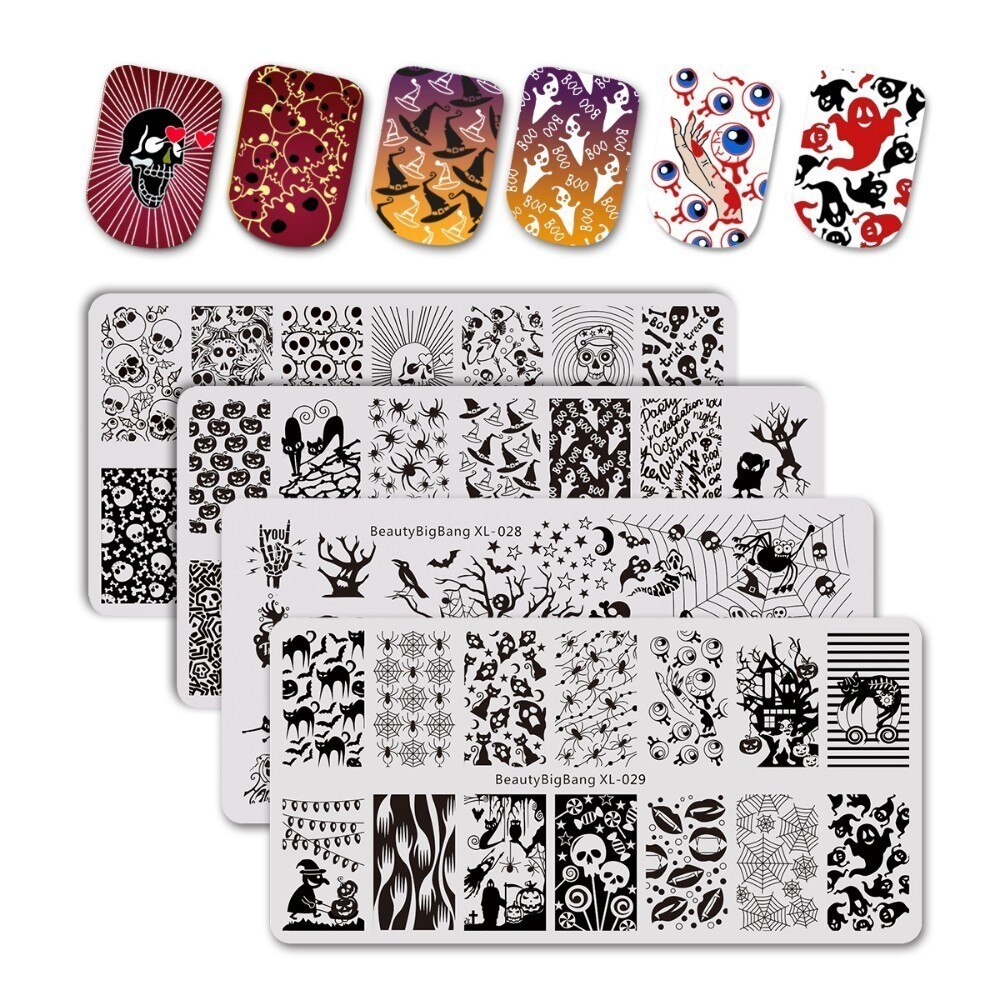 Beautybigbang Stempelen Plaat 4 Stks/set Schedel A... – Grandado