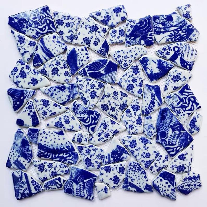 Chinese White Blue Porcelain Ceramic Mosaic Backsp... – Vicedeal