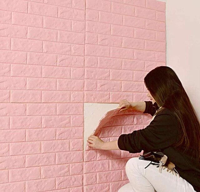 NW03 Pink Self Adhesive 3D Decorative Wall Panel 4... – Grandado