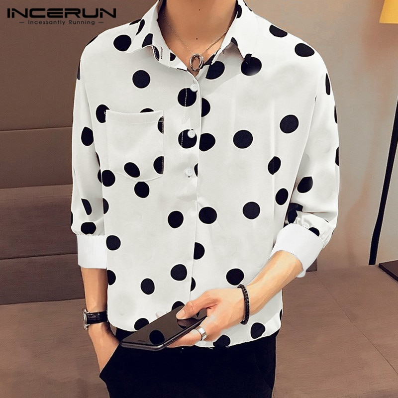 INCERUN Mode Polka Dot Mannen Shirt Drie Kwart Mou... – Vicedeal
