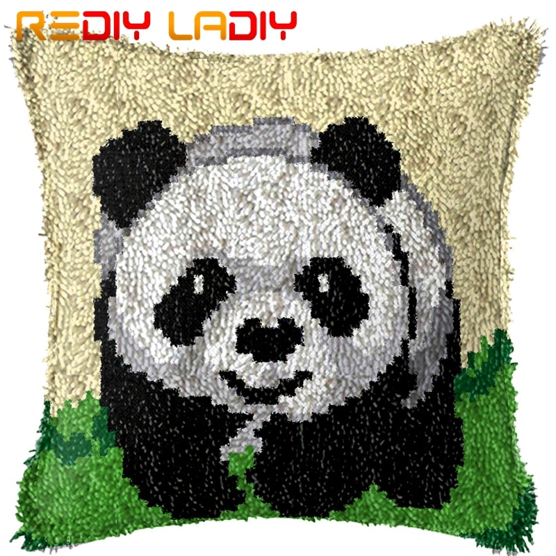 Klink Haak Kussen Wit Panda Pre-Gedrukt Canvas Kus... – Vicedeal