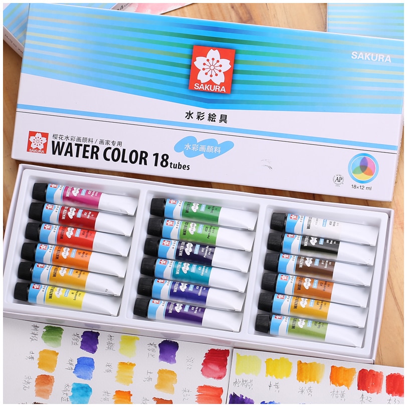 Japanese Cherry Blossom 18 Colors Watercolor Paint... – Vicedeal