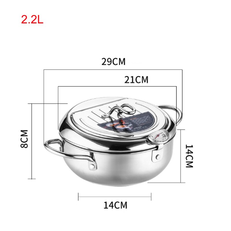 2.2L/3.2L Household Tempura Fryer Mini Stainless S... – Grandado