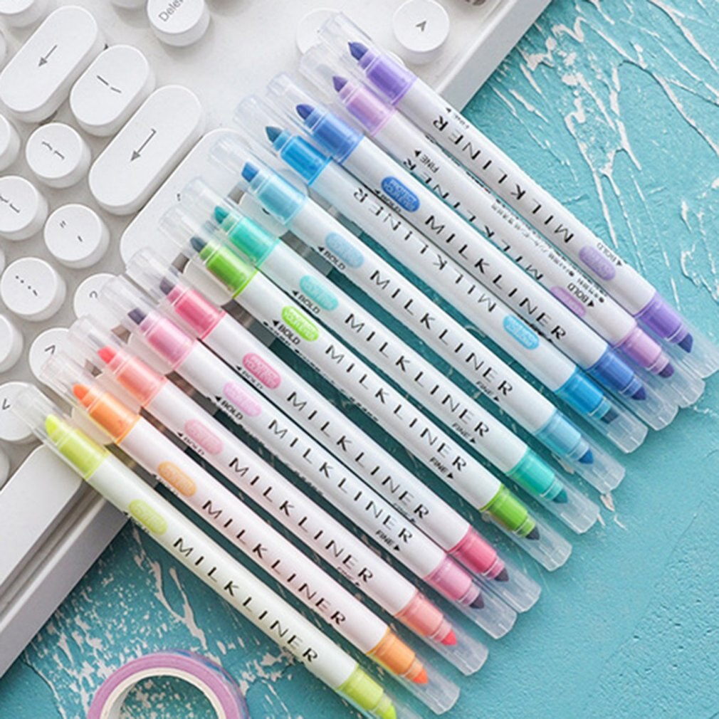 12 Colors Double-head Highlighter Set Decorative M... – Grandado