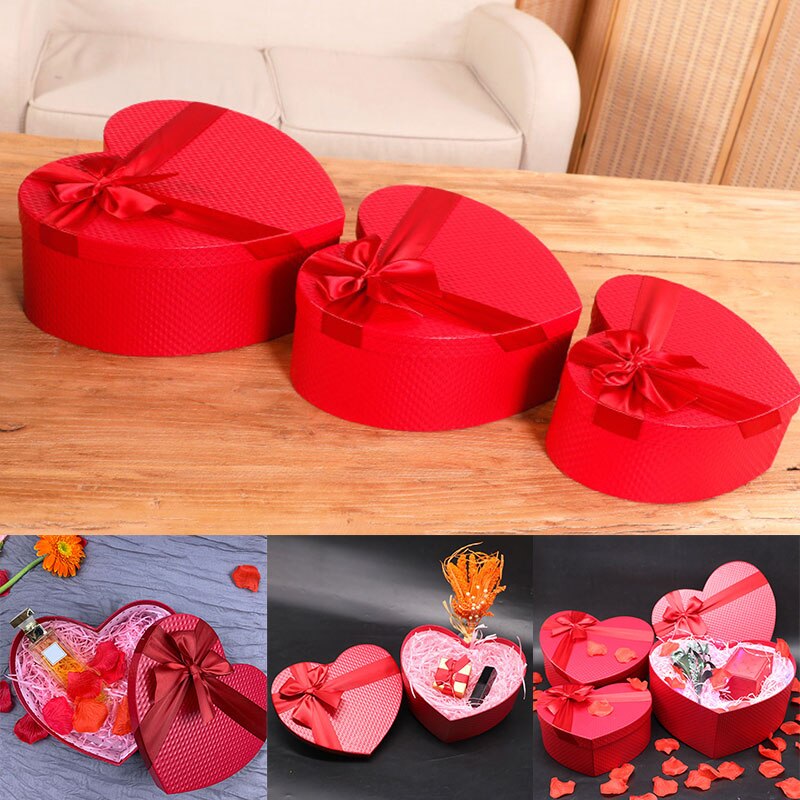 Red Heart Shaped Florist Hat Box Candy Boxes Set V... – Grandado