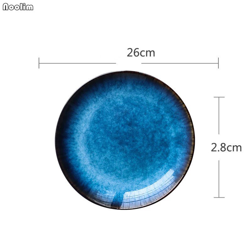 Japanese-style Kiln Blue Shallow Plate Japanese Fl... – Vicedeal
