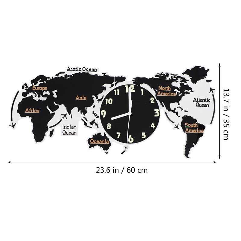 1pc Luminous World Map Wall Clock Acrylic Silent W... – Grandado