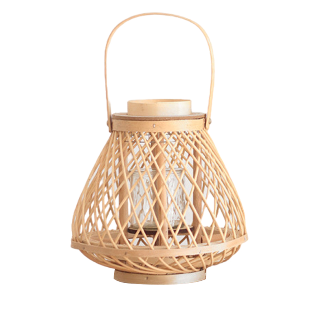 Bamboo Rattan Hollow Hanging Lantern Hand Woven Te... – Grandado
