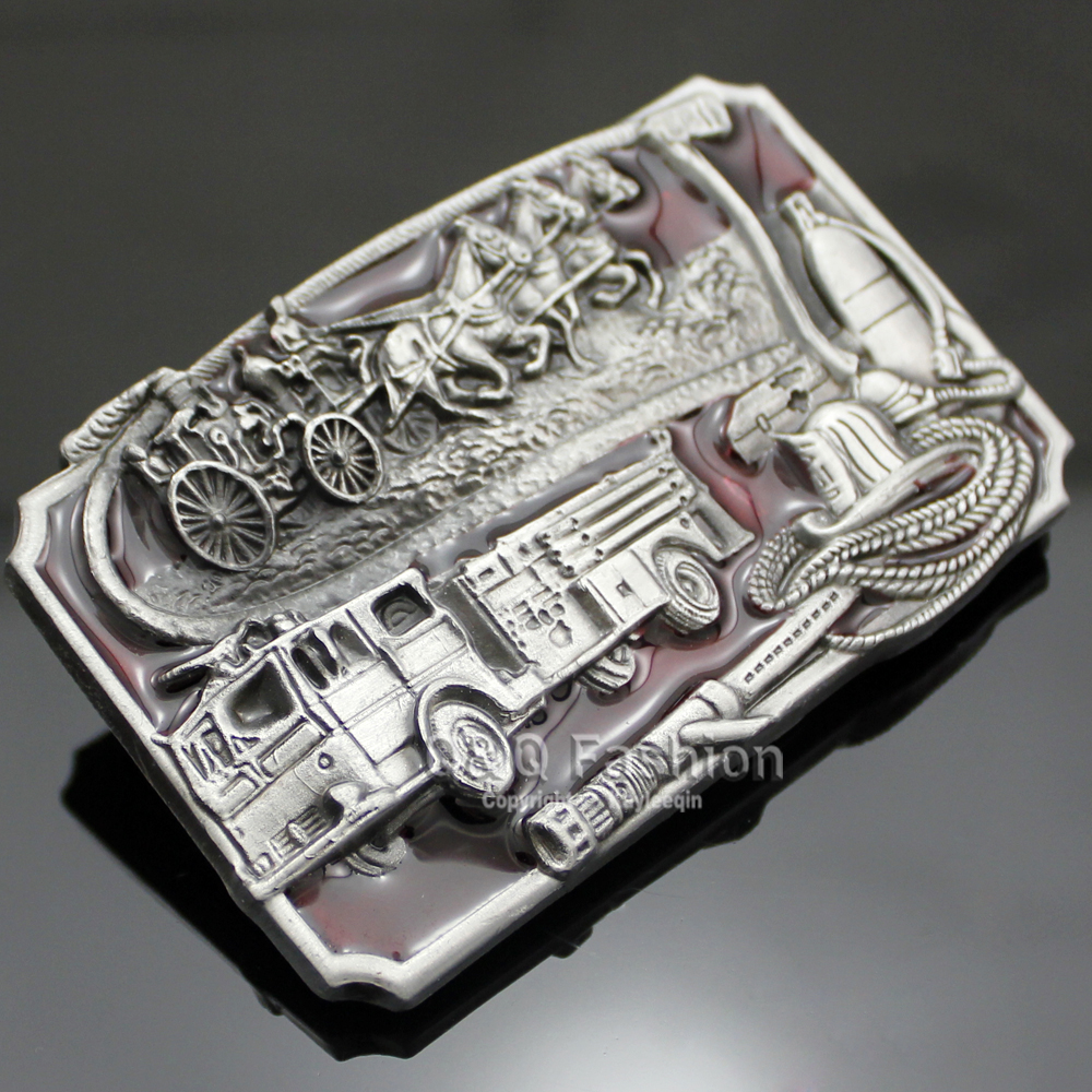Vintage Silver Plated Belt Buckle Fire Pumper Hors... – Grandado
