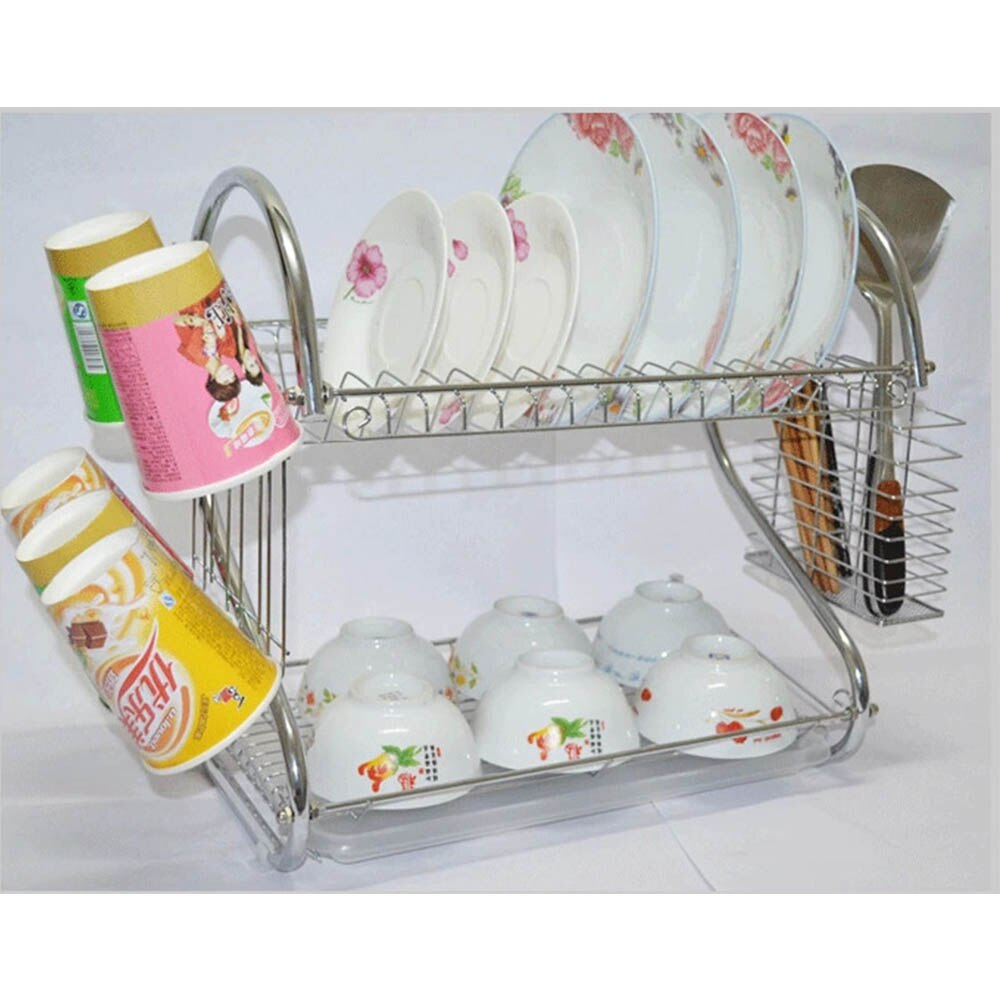 2-tier Dish Drainer Rack S-shaped Stainless Steel ... – Grandado