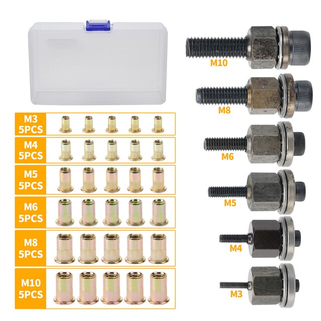 36Pcs Klinknagel Moer Hoofd Kit Ijzer Gegalvanisee... – Vicedeal