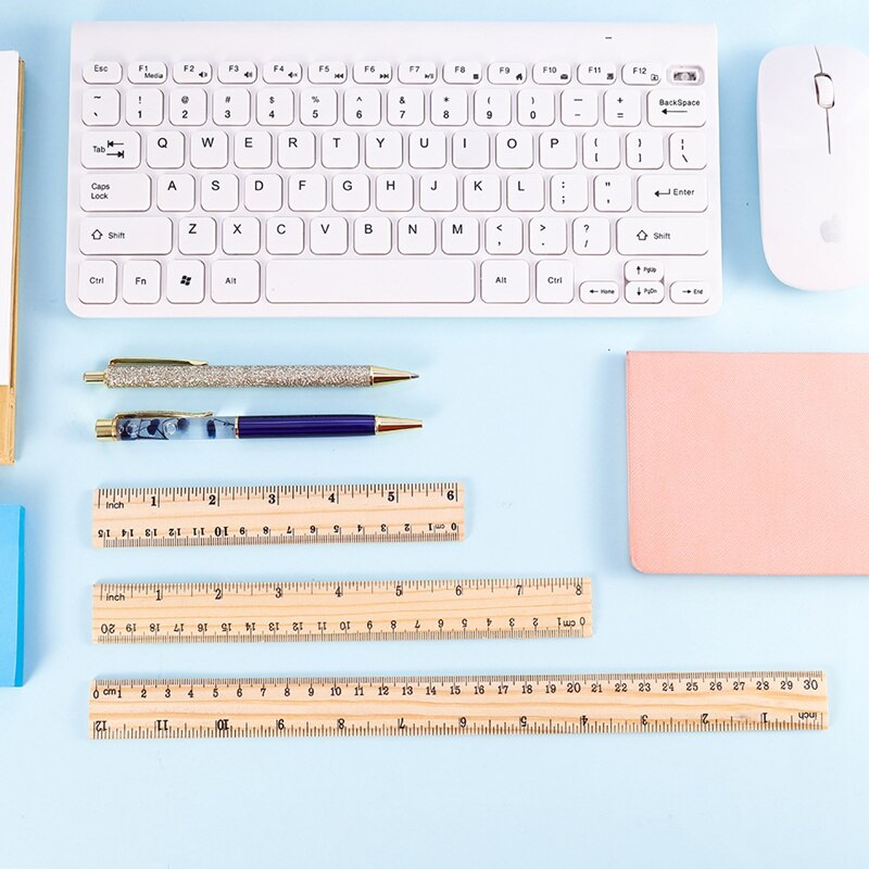 12Pcs/Pack 15cm 20cm 30cm Wooden Ruler Metric Rule... – Grandado