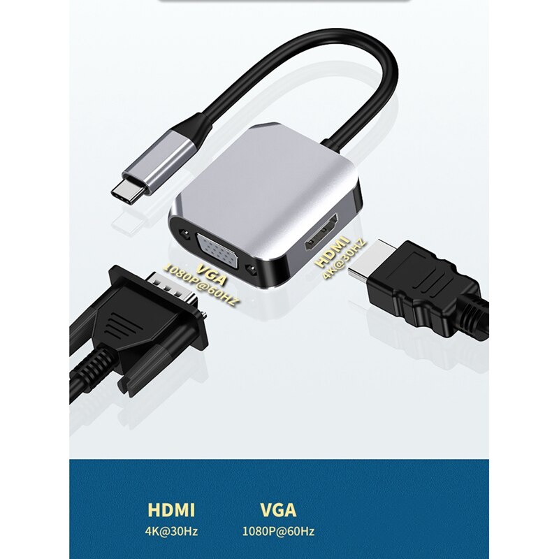 Type-C to HDMI 4K VGA Docking Station HDMI Adapter... – Grandado